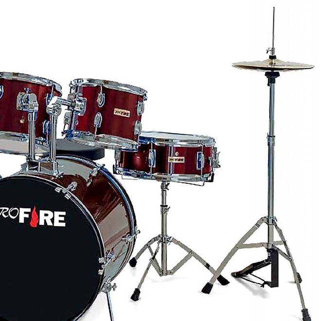 BATERIA PRO FIRE 2 TONS BUMBO 20 C/ BANCO E PRATOS VINHO (FERRAGEM CROMADA) - BATERIA PRO FIRE 2 ...