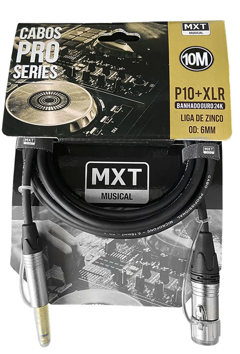 CABO MXT PRO SERIES P10/ XLR 10 METROS PLUG BANHADO A OURO 24K - CABO ...