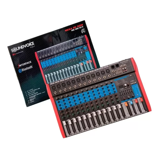 MESA DE SOM SOUNDVOICE MS122 MAX 12 CANAIS - MESA DE SOM SOUNDVOICE ...
