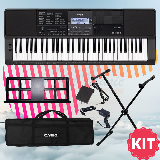 KIT TECLADO CASIO CT-X800 USB 61 TECLAS + CAPA E ACESSÓRIOS - CASIO
