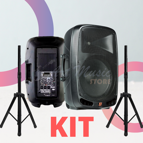 KIT CAIXAS STANER PS1201 ATIVAS 150W 12 POL + SUPORTES TRIPÉ - STANER
