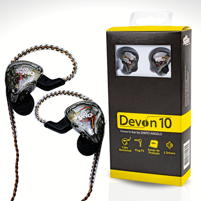 FONE DE OUVIDO SANTO ANGELO DEVON 10 IN EAR HIBRIDO PROFISSIONAL - FONE DE OUVIDO SANTO ANGELO ...