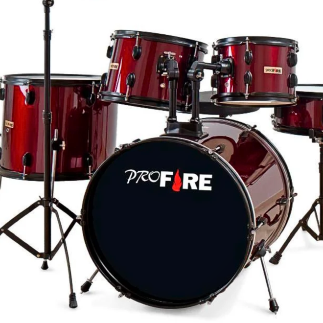 BATERIA PRO FIRE 2 TONS BUMBO 20 C/ BANCO E PRATOS (FERRAGEM PRETA) - BATERIA PRO FIRE 2 TONS ...